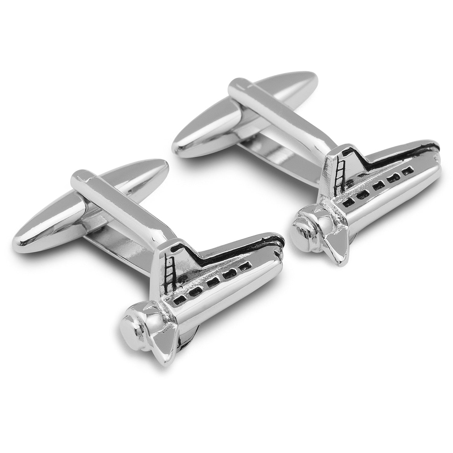 Silver Space Shuttle Cufflinks | Fancy Spacecraft Rocket Ship Cufflink ...