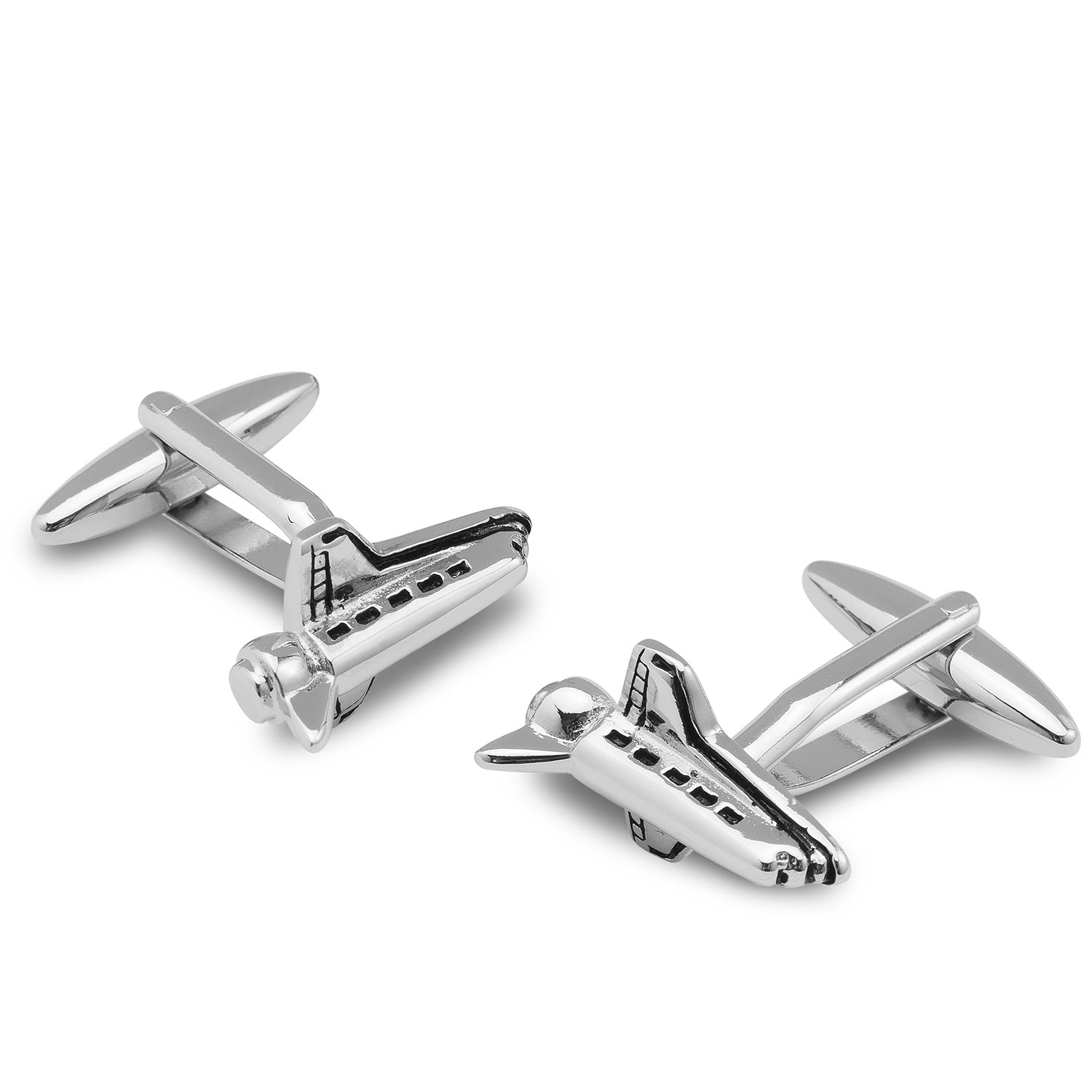 Silver Space Shuttle Cufflinks | Fancy Spacecraft Rocket Ship Cufflink ...
