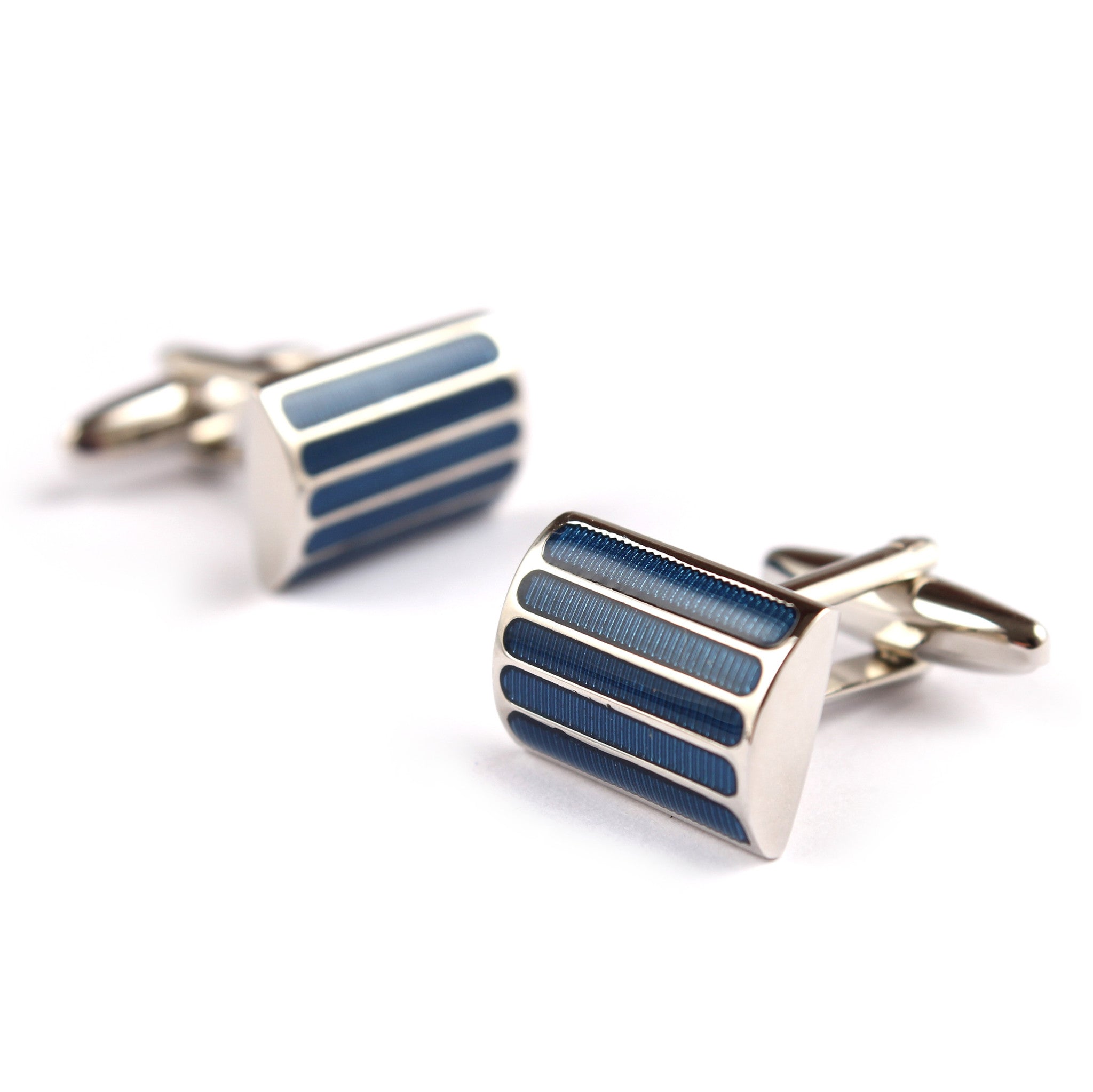 Silver with Harvard Blue Cufflinks | Silver Semi Cylinder Cufflink | OTAA