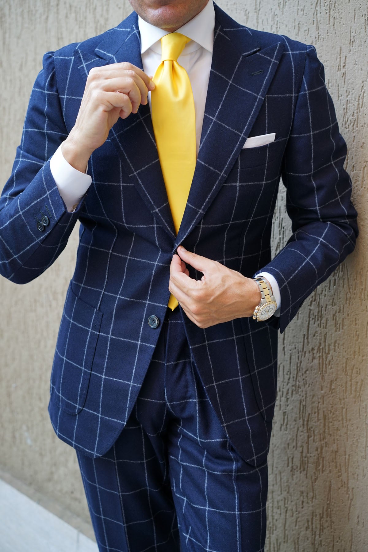 Sunflower Yellow Satin Necktie | Wedding Ties for Men | OTAA