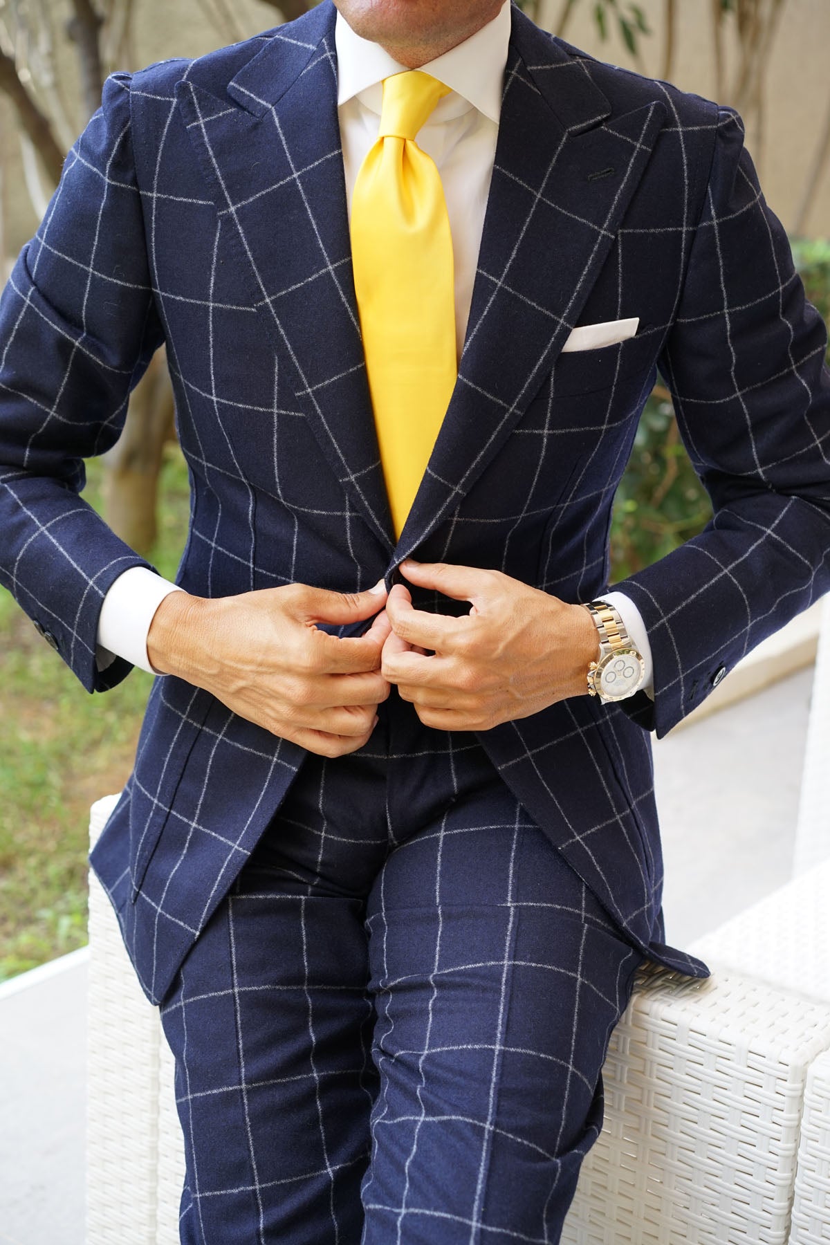 Sunflower Yellow Satin Necktie | Wedding Ties for Men | OTAA
