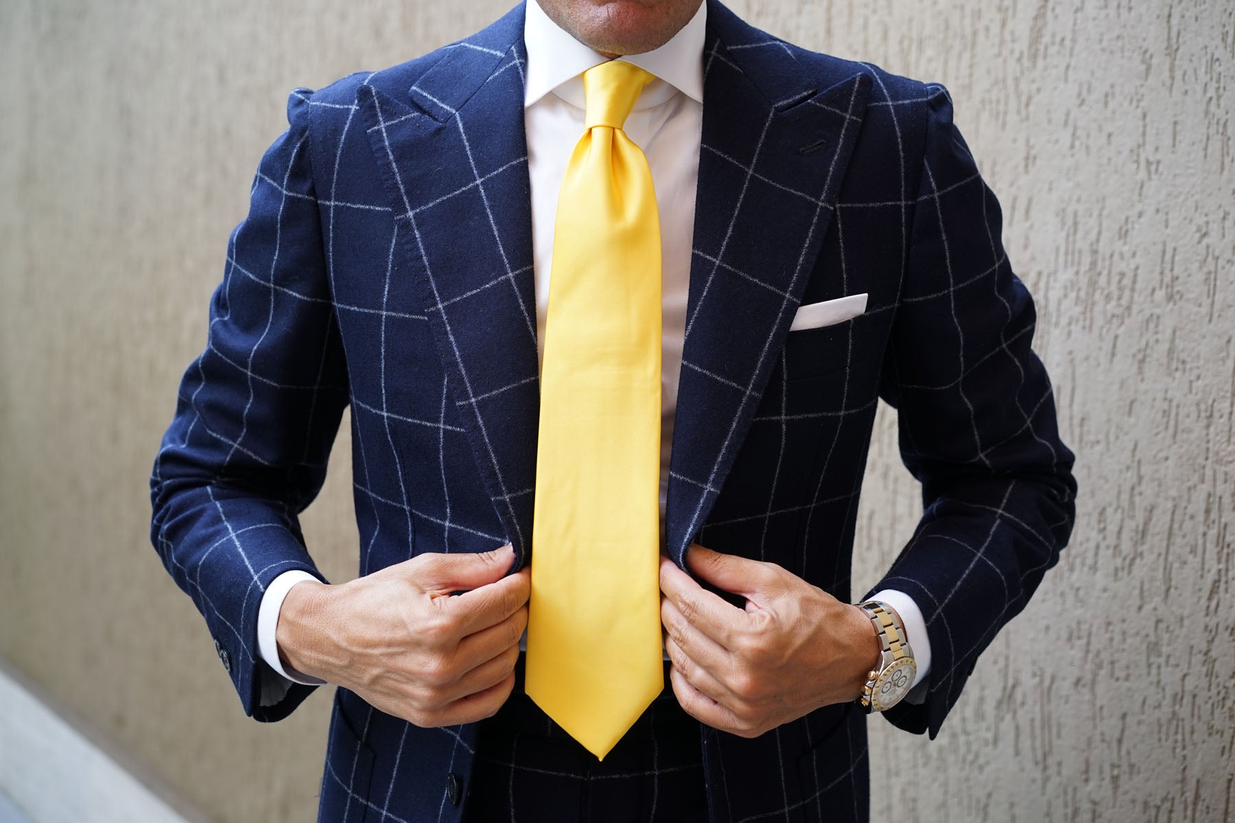 Sunflower Yellow Satin Necktie | Wedding Ties for Men | OTAA