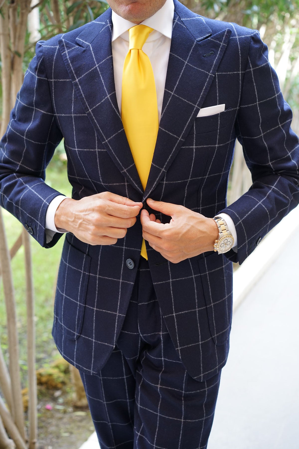 Sunflower Yellow Satin Necktie | Wedding Ties for Men | OTAA