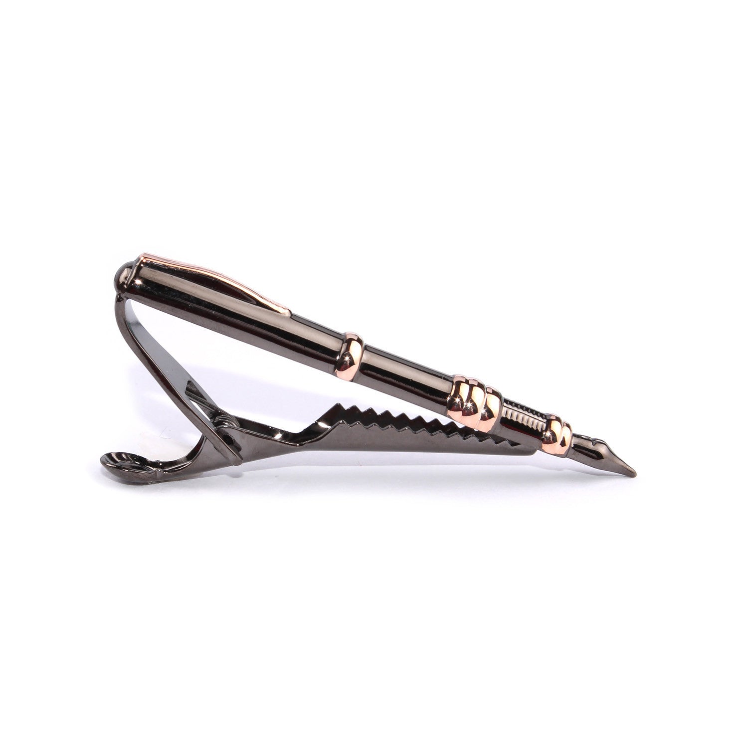 The Gunmetal Fountain Pen Tie Bar | Black & Rose Gold Cool Writer Tie ...