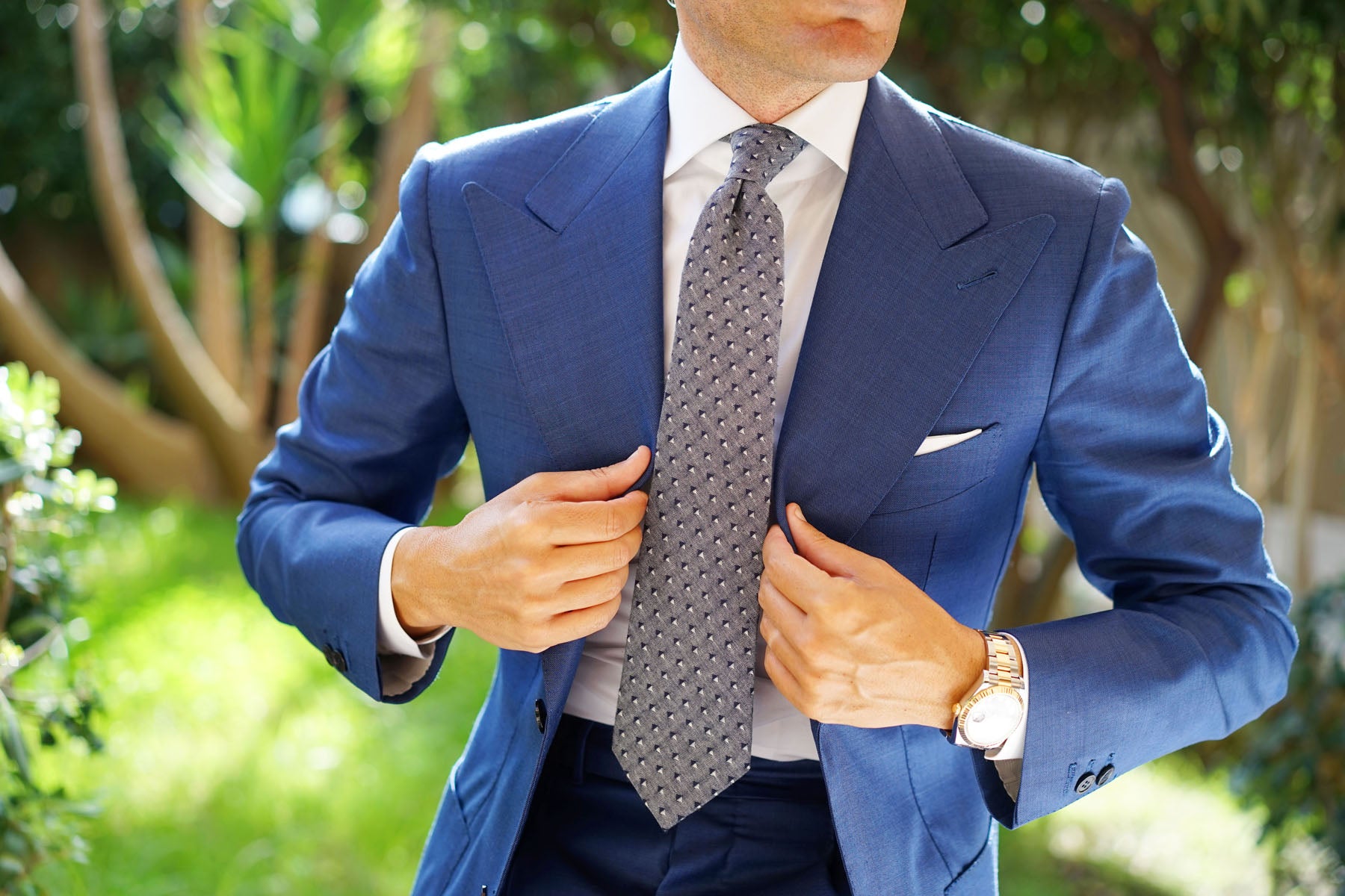 Inception Navy Linen Tie | Blue Pattern Ties | Men's Neckties AU | OTAA