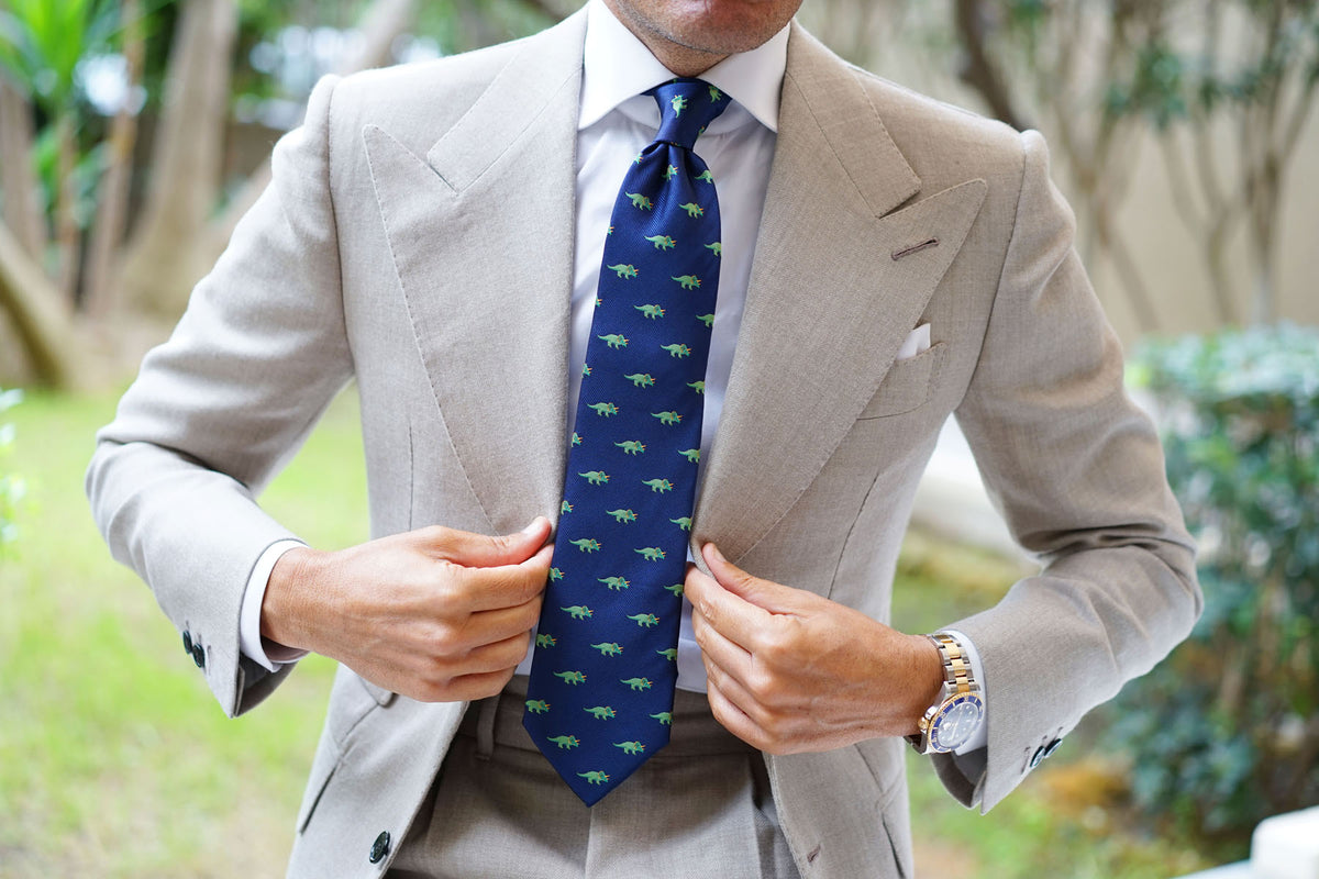 Triceratops Dinosaur Necktie | Animal Tie | Novelty Fun Ties for Men | OTAA