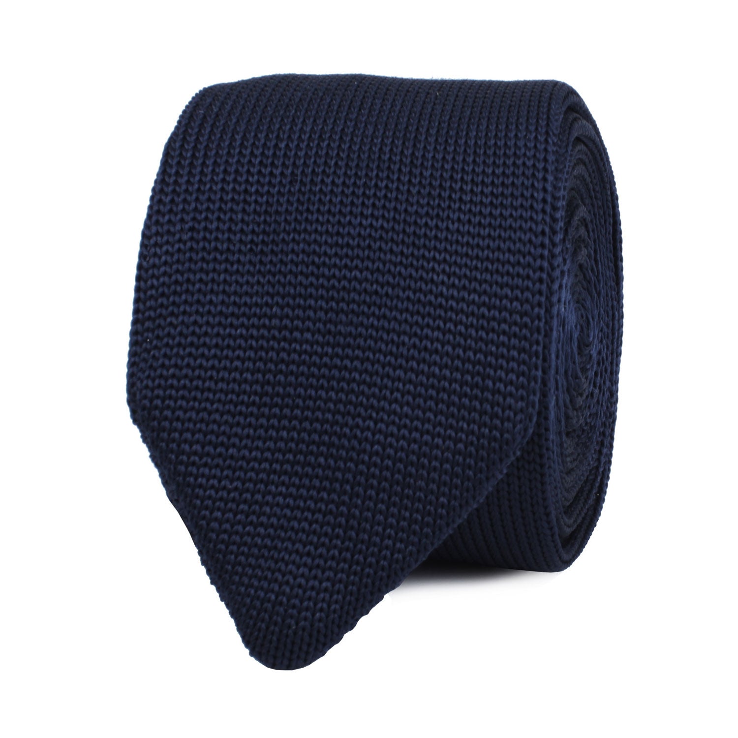 Tristful Navy Knitted Tie | Mens Point Knit Ties Men Pointed | OTAA