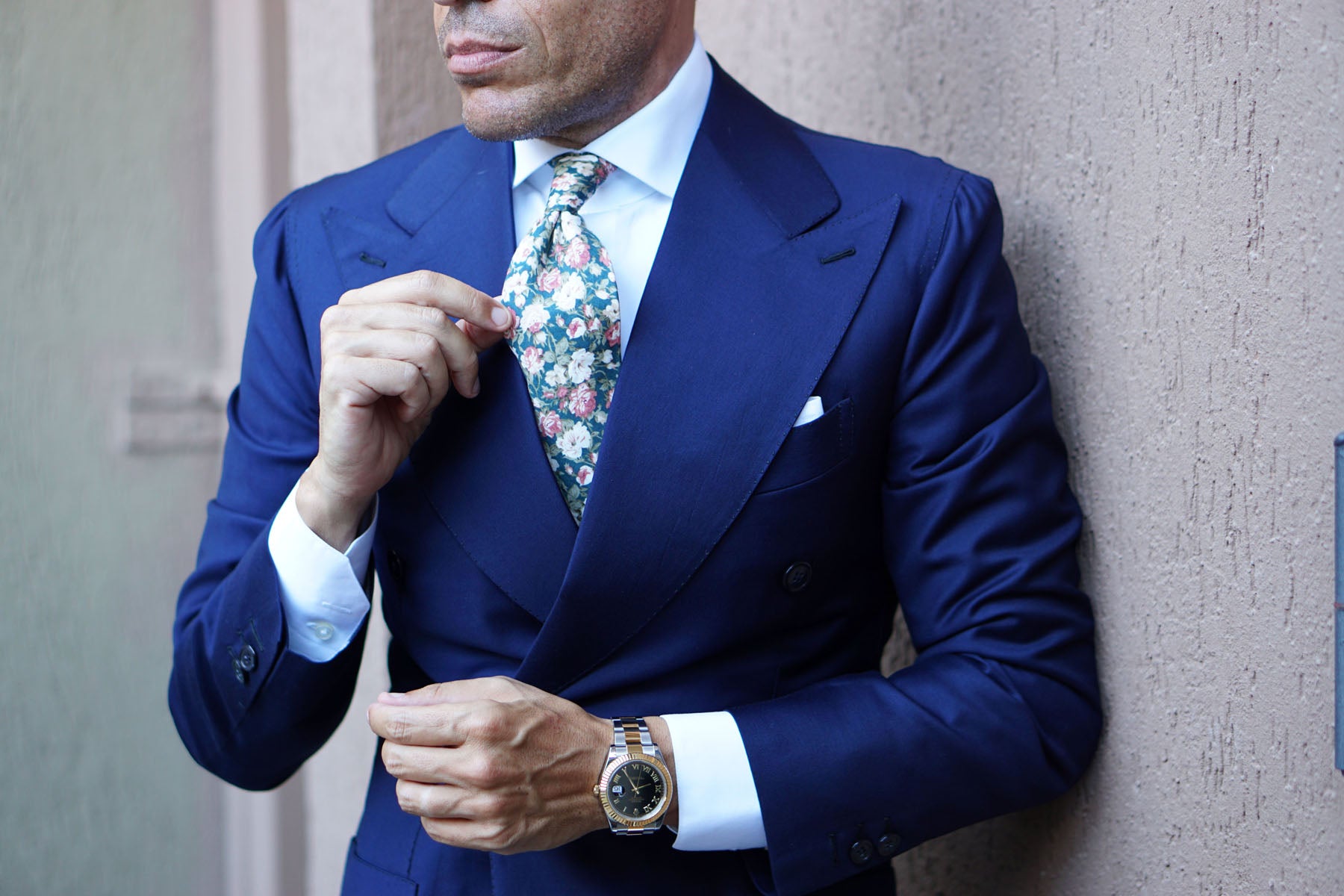 Villa d’Este Italian Floral Necktie | Men's Vintage Green Wedding Ties ...
