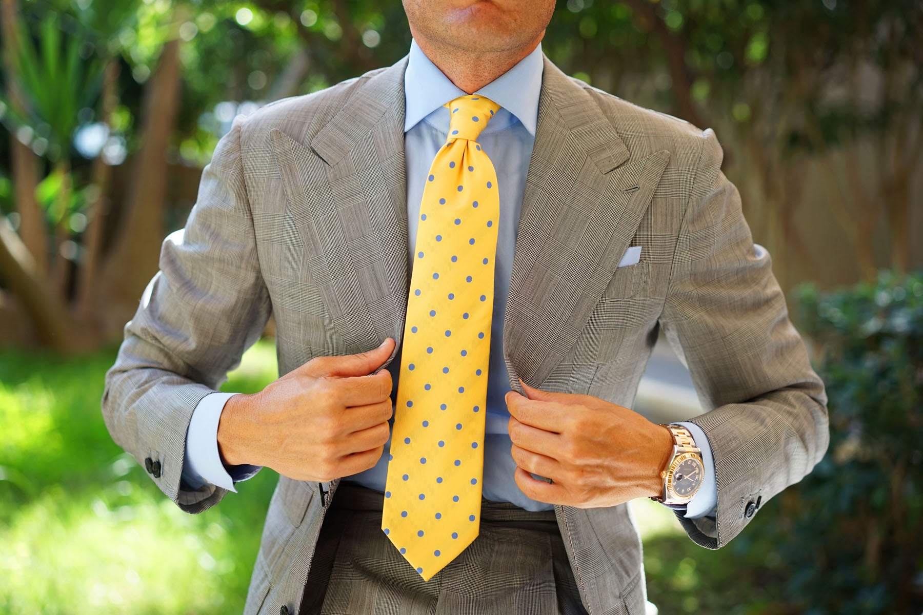 Yellow Tie with Light Blue Polka Dots | Lemon Ties | Men's Neckties AU ...