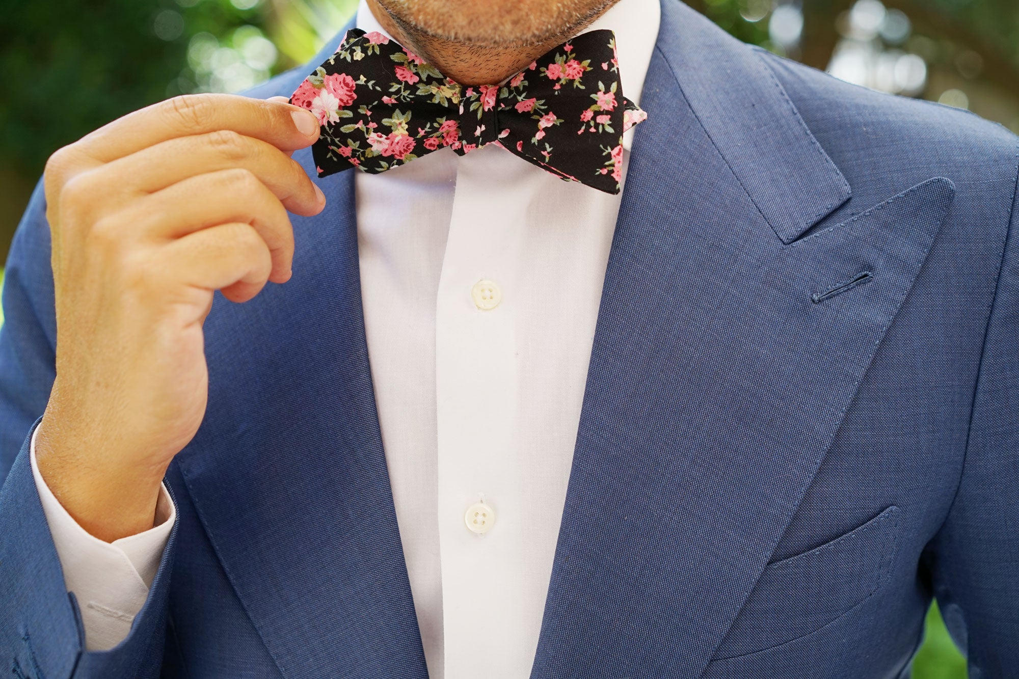Carnation Floral Pink Diamond Self Bow Tie | Wedding Self-Tied Bowties ...